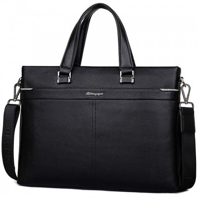 Horizontal genuine leather laptop bag