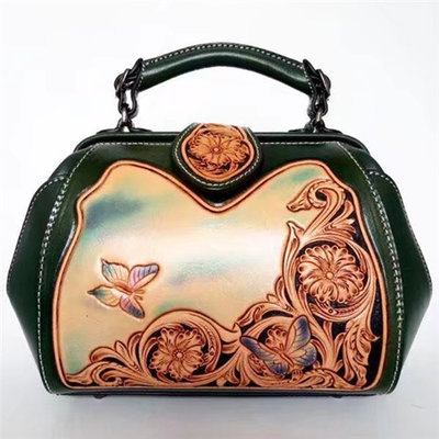 Hand engraving genuine leather Bag 