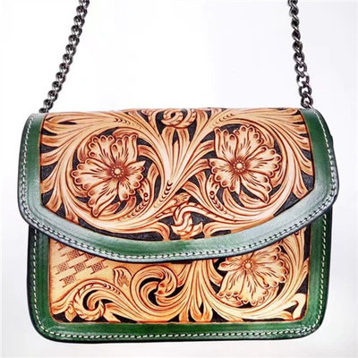 Hand engraving genuine leather Bag 