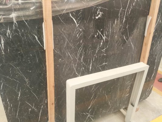 24X12 Black Marquina Marble Stone With Honed Surface OEM Service