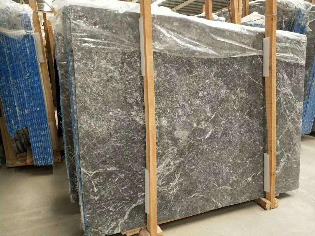 Decorative Grey Marble Floor Tiles Pattern Polished With White Veins