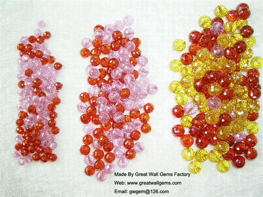 4mm to 10mm cubic zirconia (CZ) faceted beads, with a hole end to end