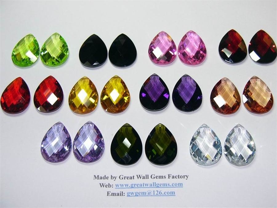 22x30mm & 20x30mm cubic zirconia (CZ) pear pendant (faceted cut), with a hole on the top (side to side or face to face)
