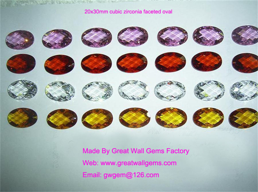 20x30mm cubic zirconia (CZ) oval pendant (faceted cut), with a hole on the end (face to face)