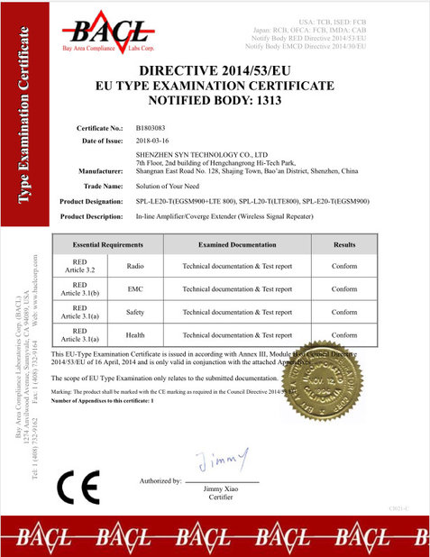 Porcellana Shenzhen SYN Technology Co., Ltd Certificazioni
