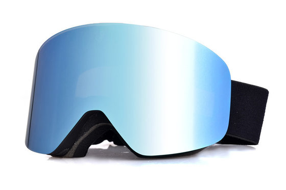 2019 winter season magnetic ski goggles with good price and good quality, glossy white black strap with customzied color