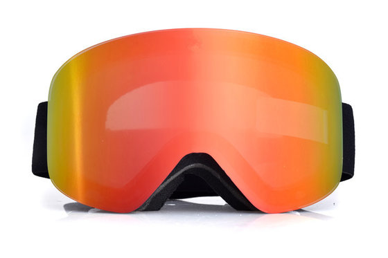 2019 winter season magnetic ski goggles with good price and good quality, glossy white black strap with customzied color
