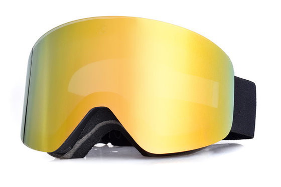 2019 winter season magnetic ski goggles with good price and good quality, glossy white black strap with customzied color