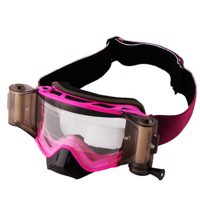 Roll off hot sale style lens protective motorcycle goggles, motocross goggles with full REVO blue anti-fog lens