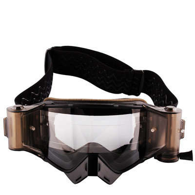 Roll off hot sale style lens protective motorcycle goggles, motocross goggles with full REVO blue anti-fog lens