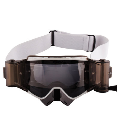 Roll off hot sale style lens protective motorcycle goggles, motocross goggles with full REVO blue anti-fog lens
