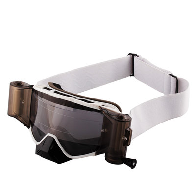 Roll off hot sale style lens protective motorcycle goggles, motocross goggles with full REVO blue anti-fog lens
