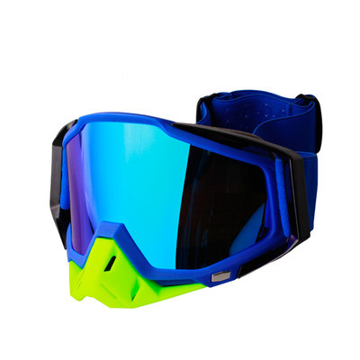 Lens interchanged motorcycle goggles with customized strap, REVO red lens motocross goggles with matte black frame