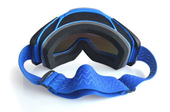 2019 new nose pad matte blue frame motorcycle goggles with REVO green, motocross goggles with tear off  function