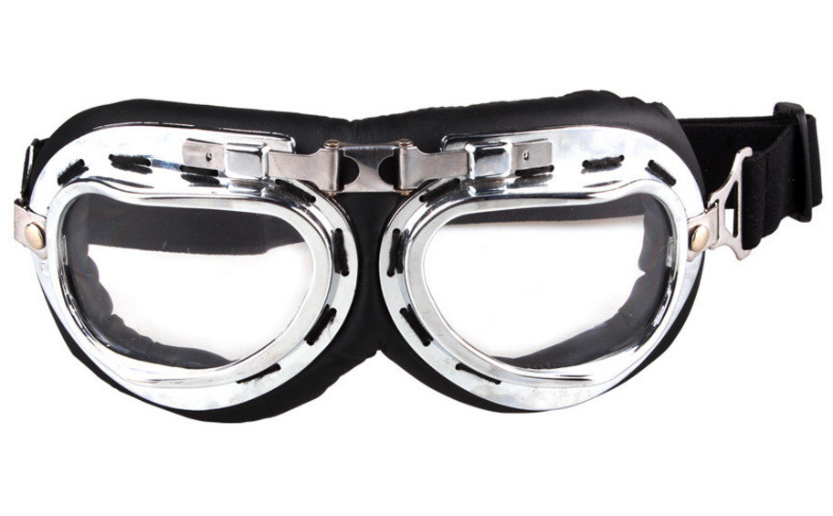 2019 Customzied vintage classical motocross goggles, PU leather motorcycle goggles with clear lens