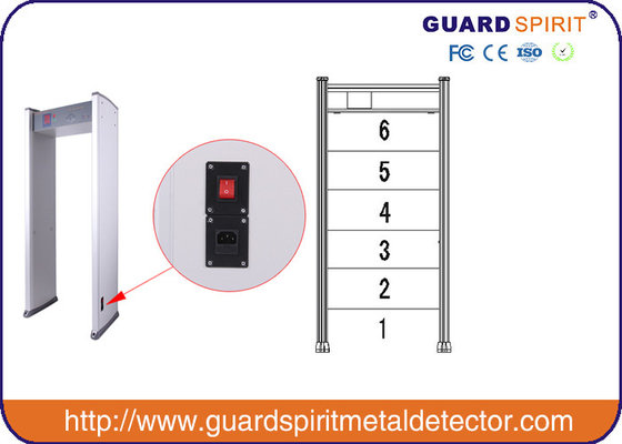 6 Zones Gate Metal Detector Door Frame , Security Walk Through Gate High Efficient