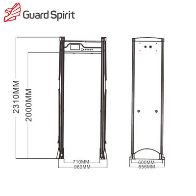Multi Language 18 Zones Door Metal Detector Portable Lcd Intelligent Display