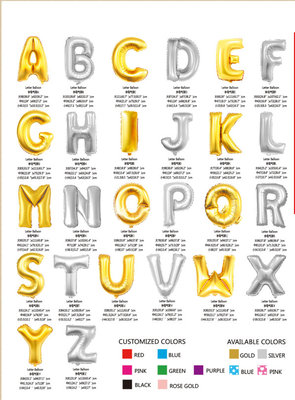 Foil Letter Balloons,Alphabet banner Balloons for party decoration