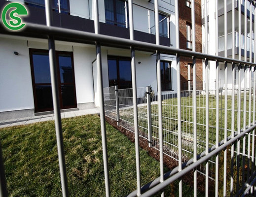 Decorative black welded mesh fence panels twin wire mesh fence for sale