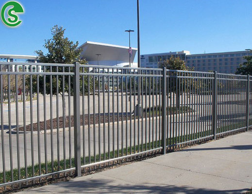 Black white ornamental iron fence design crimped spear tubular fence