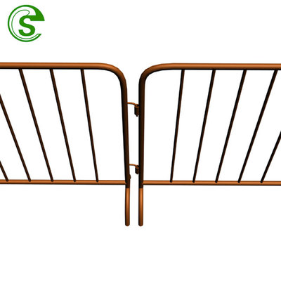 powder coated yellow temporary security fence panels steel pedestrian barricade for USA