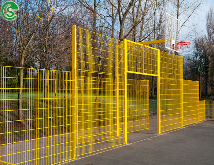 6ft welded wire mesh fencing powder caoted green 6005 double wire 656 basketball fence