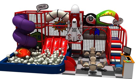 two level candy theme trampoline park kids indoor play gym with ball pool and slide supplier