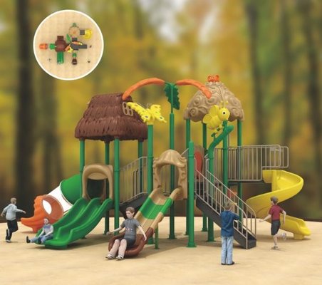 children's play equipment swings with tube slide and spiral slide supplier