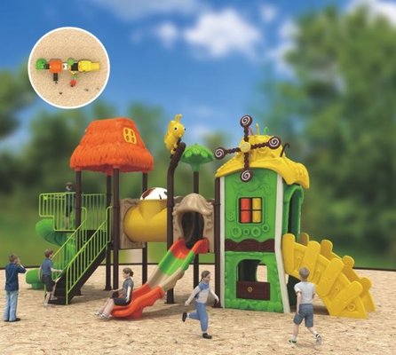 children's play equipment swings with tube slide and spiral slide supplier