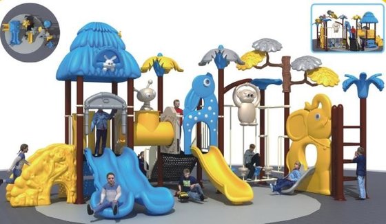 outdoor playground equipment with plastic slide and tube slide supplier