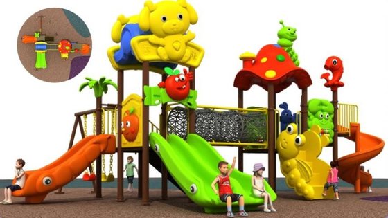 outdoor playground equipment with plastic slide and tube slide supplier