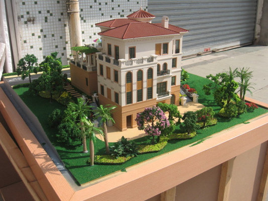 3D building model , ho scale model making with wood base stand