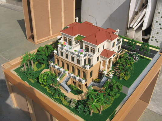 3D building model , ho scale model making with wood base stand