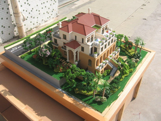 3D building model , ho scale model making with wood base stand