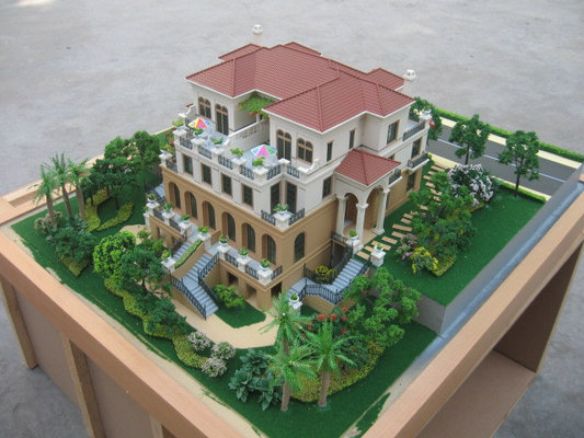 3D building model , ho scale model making with wood base stand