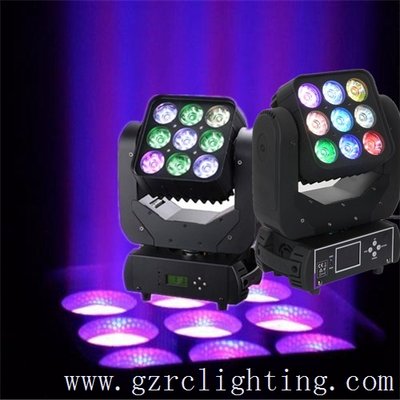 RCL LED 9 x 10W 4in1 RGBW Matrix Moving Head Wash Light Black Case For Theatre