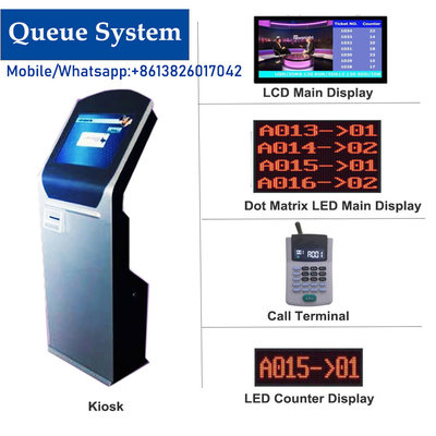 Bank/Hospital/Clinic/Phamacy Wired and Wireless Touch Screen Ticket Dispenser Kiosk Queue System supplier