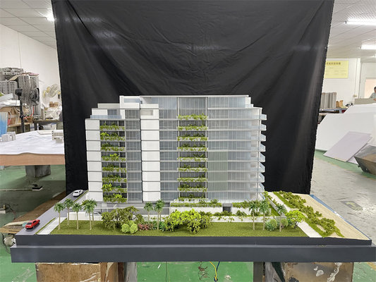 New made 1/75 scale architectural apartment model with warm light