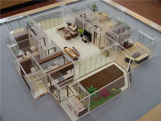 Home layout interior scale 3d model of residential with furniture and lighting