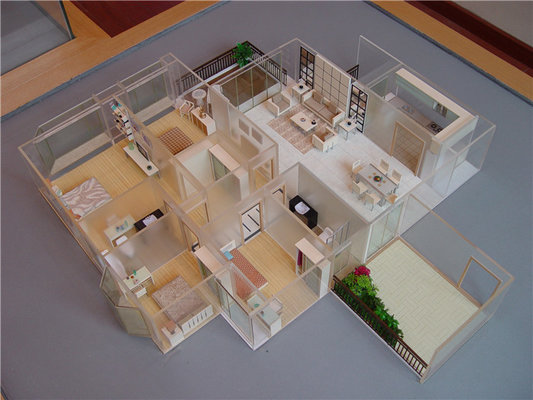 Home layout interior scale 3d model of residential with furniture and lighting