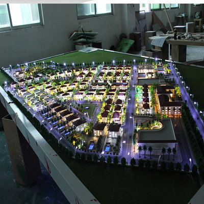 Miniature villa scale models for development plan , 3d physical model with lighting