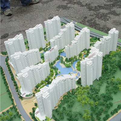 Architecture design white block model .  1/1000 scale model for planning