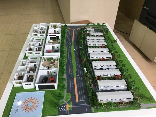 Physical scale model with interior furniture model layout landscape