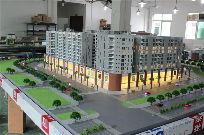 Abs and acrylic material 1:100 scale building making factory in China