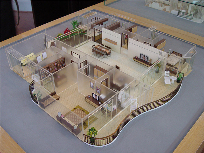 Home layout interior scale 3d model of residential with furniture and lighting