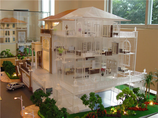 Miniature scale model villa with interior furniture , handmade architectural model making factory