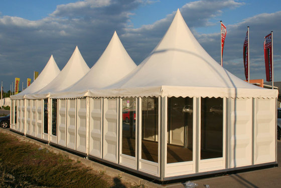 Glass wall white color pagoda 10*10m  Garden Pagoda Gazebo Canopy Tent with glasswall and aBS wall cheap factory price