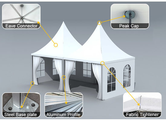 2018  High Peak white color 5*5m  Garden Pagoda Gazebo Canopy Tent with cheap factory price