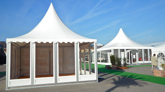 Glass wall white color pagoda 10*10m  Garden Pagoda Gazebo Canopy Tent with glasswall and aBS wall cheap factory price