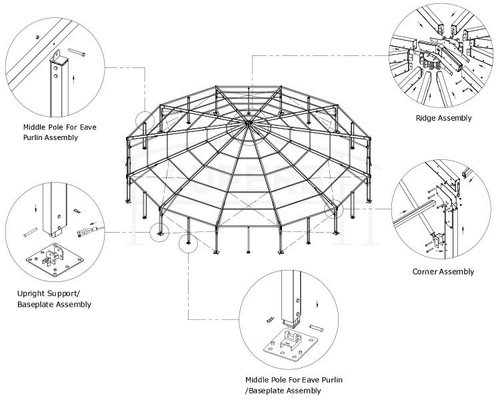New hot sale 10m Reinforced pvc fabric Maggiolina hexagon roof top polygonal tent for sale
